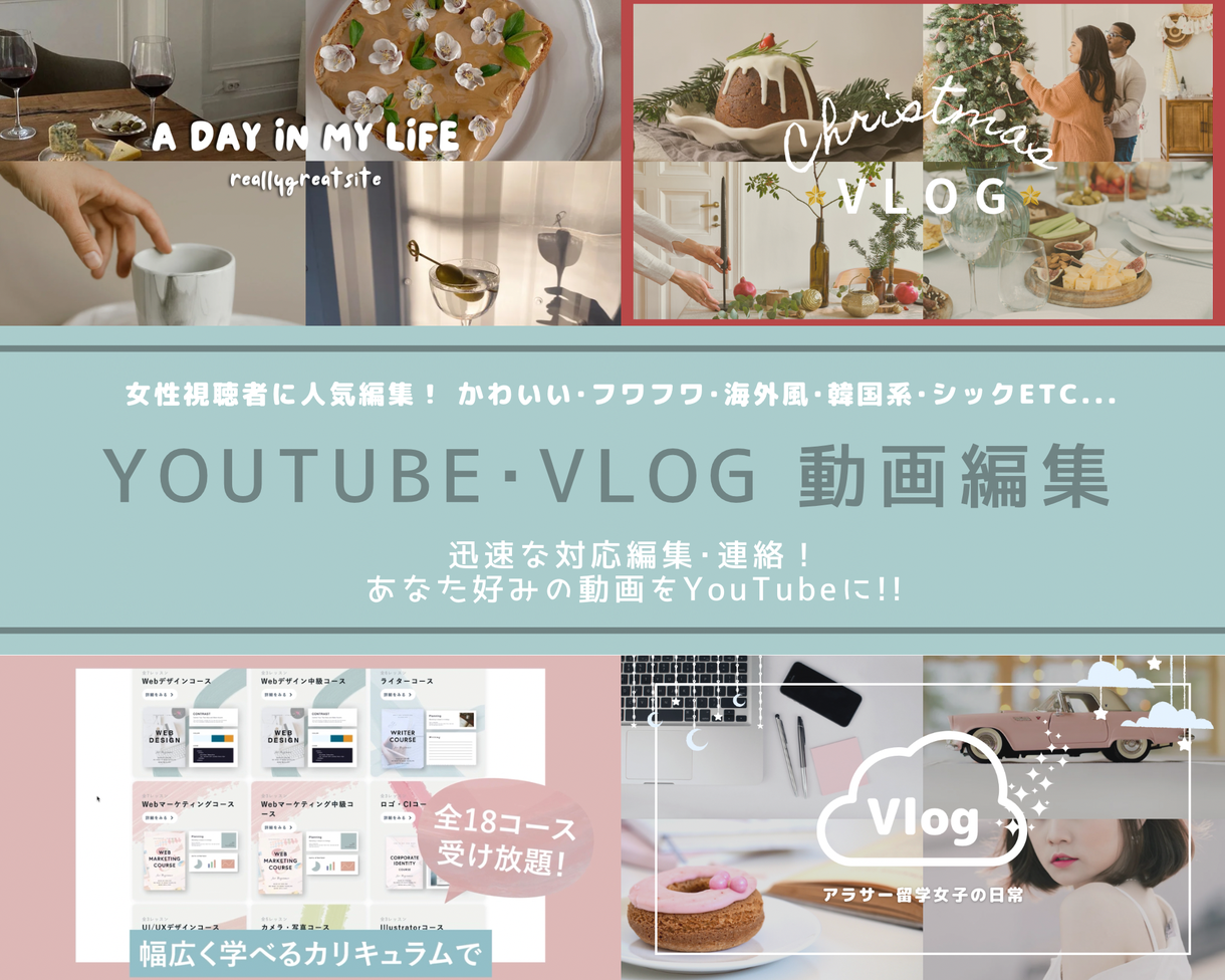 女性視聴者に好まれるVlog編集を行います かわいいYouTube編集をお願いしたい方へ | 動画編集 | ココナラ