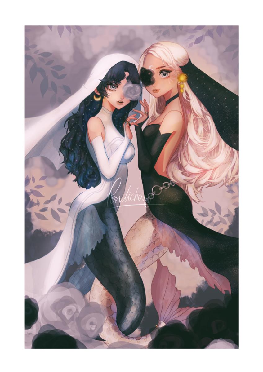 惑星の人魚 月と太陽 | Pon Lichardさん(イラストレーター)のポートフォリオ | ココナラ